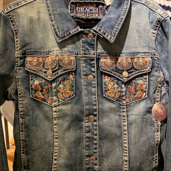 Grace in LA | Jackets & Coats | Nwt Grace In La Denim Jacket With ...
